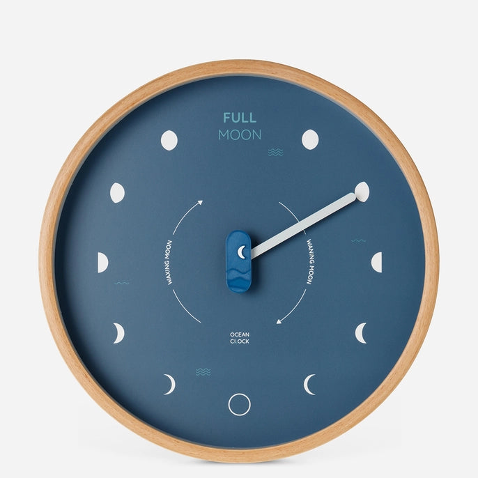Dark Blue Wood Moon Lunar Phase Clock – WowCornwall