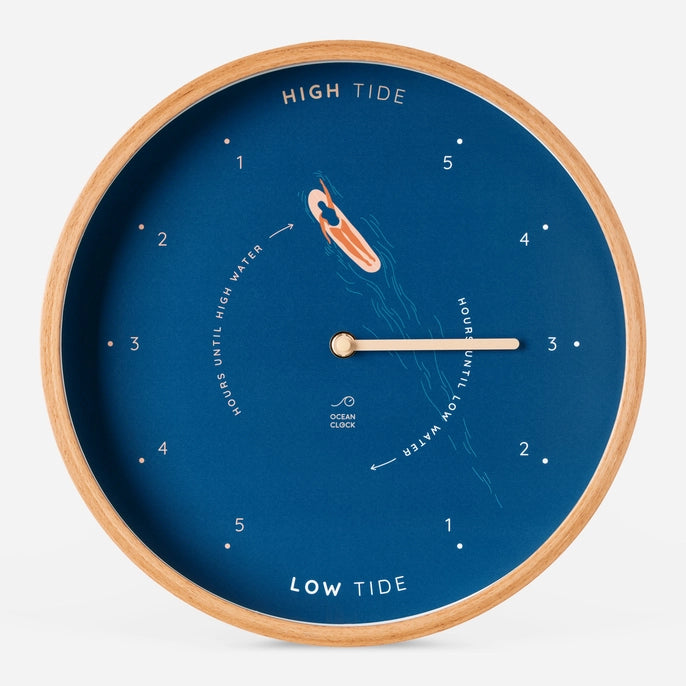 Surf Blue Wood Tide Clock - WowCornwall-Homeware and Furniture