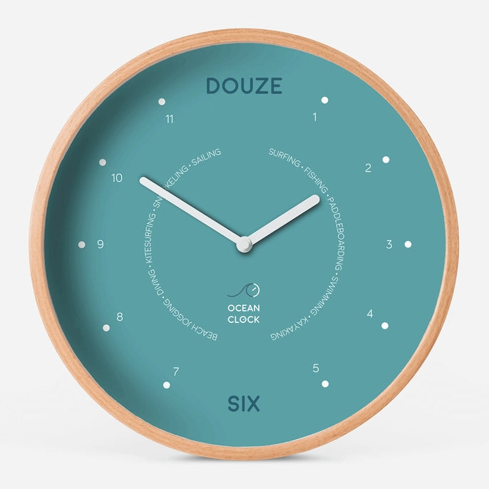 Turquoise Wood Time Clock | Wow Cornwall Homeware – WowCornwall